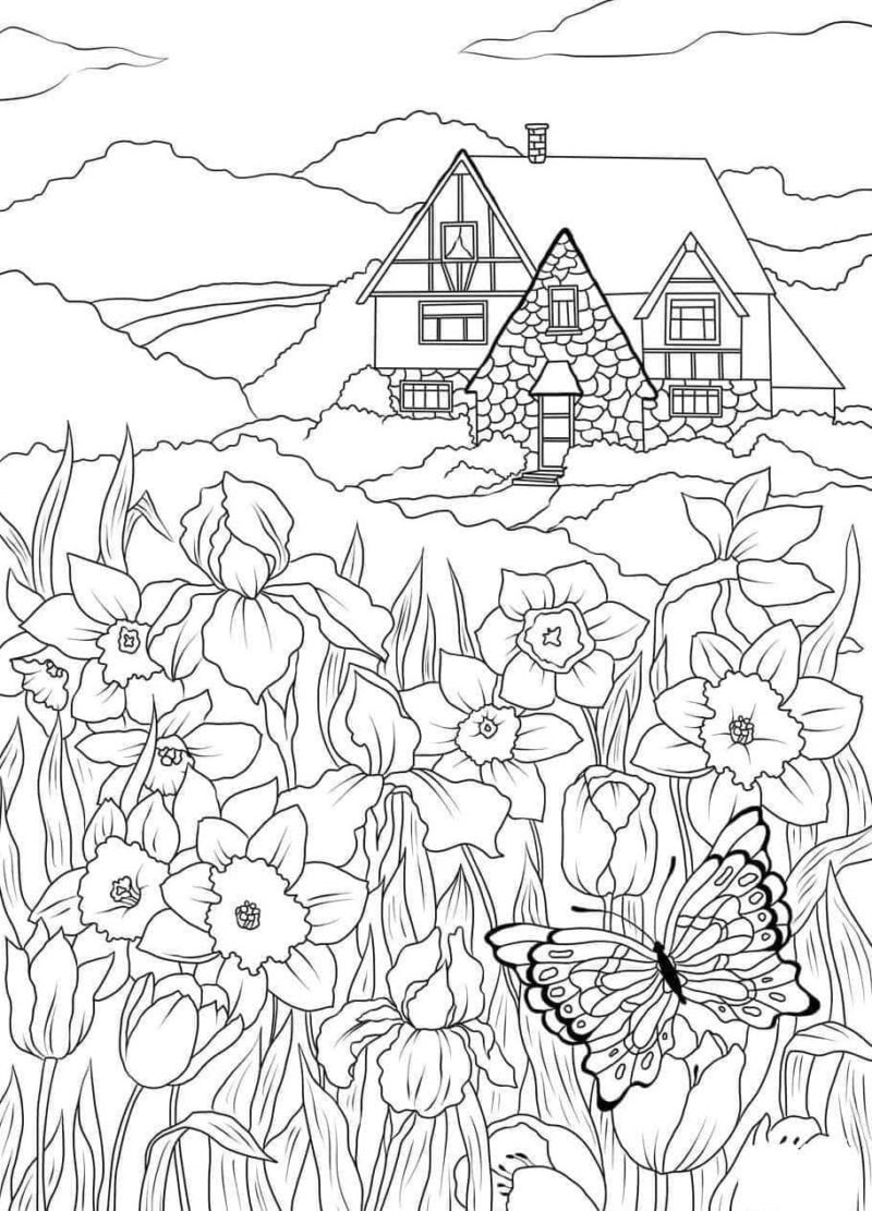 Spring Coloring Pages for Adults
