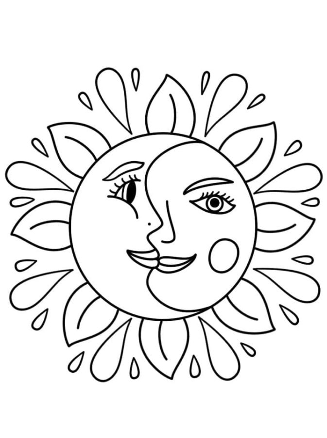 Sun and Moon Coloring Pages