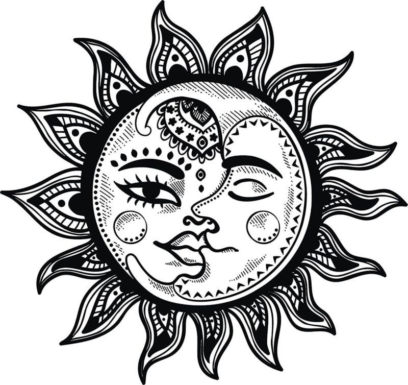 Desenhos de Sol e Lua para Colorir