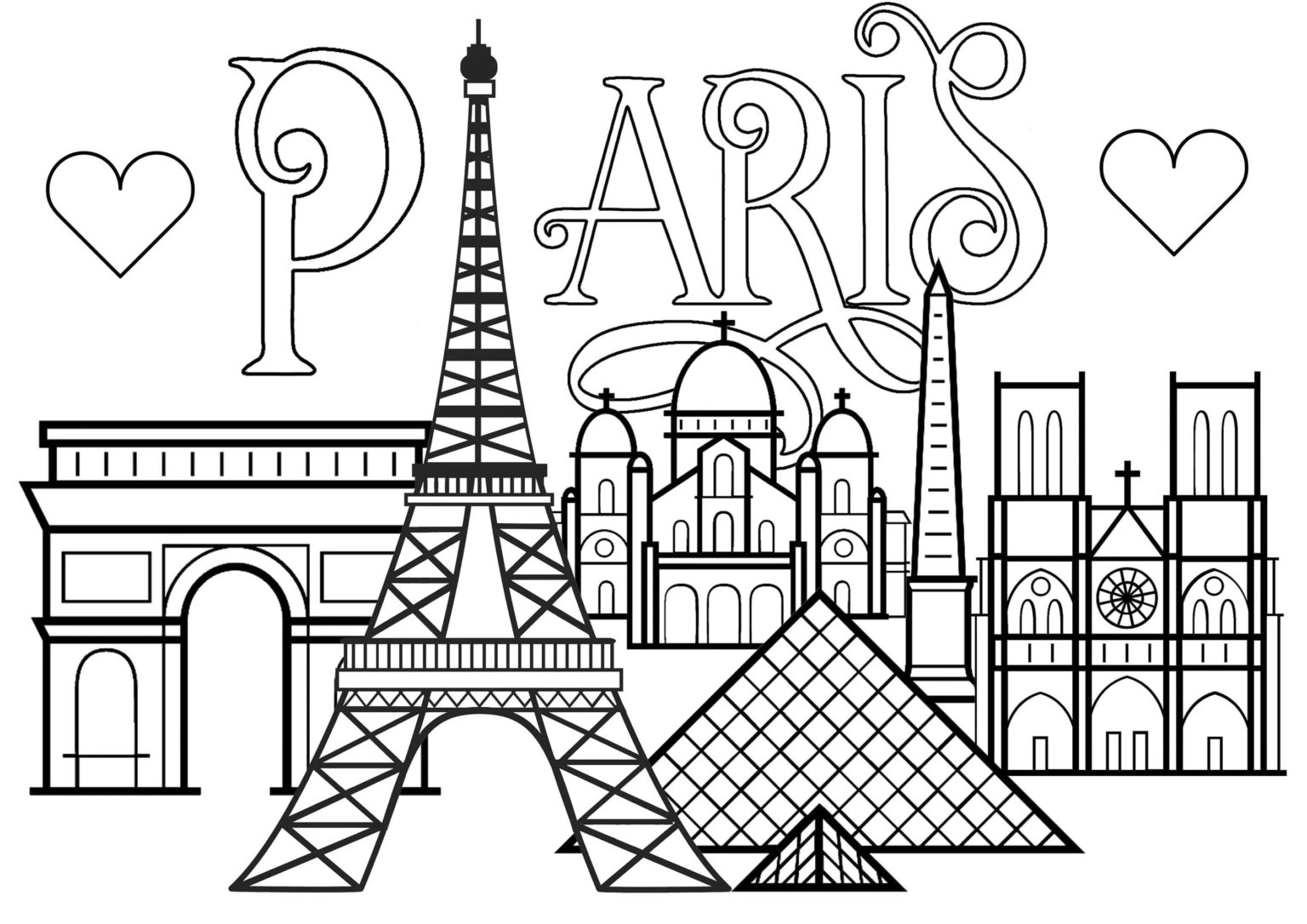 Disegni di Torre Eiffel da colorare - 60 immagini per la stampa gratuita