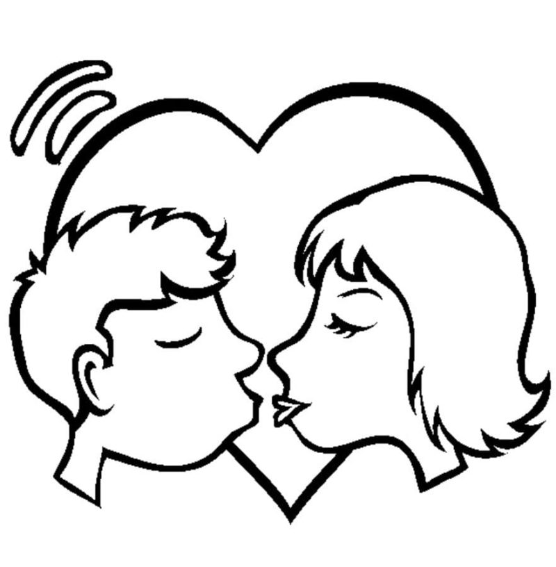Couple Kissing Coloring Pages | 70 images Free Printable
