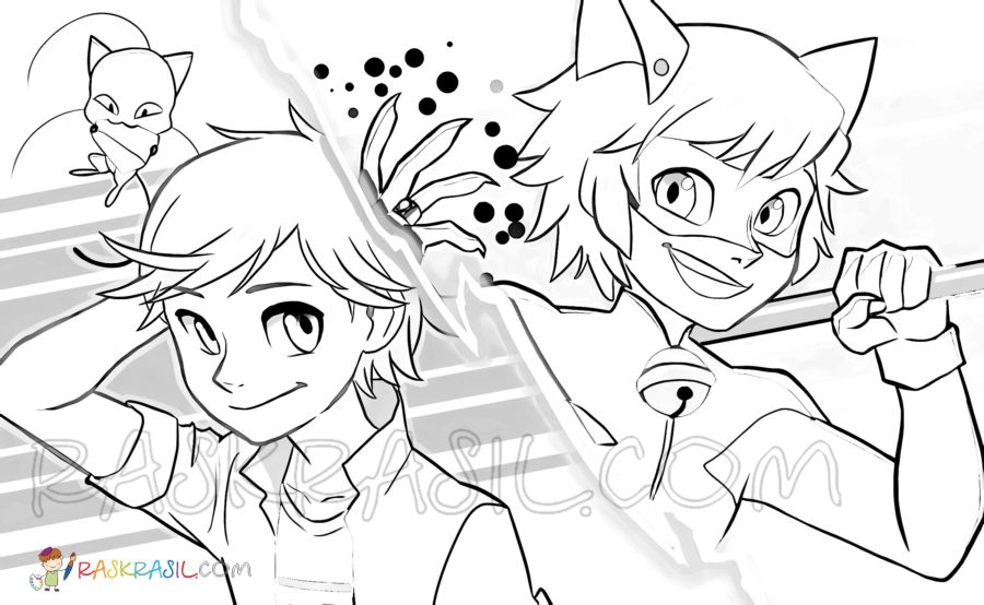 Ausmalbilder Ladybug und Cat Noir | Malvorlagen zum Ausdrucken