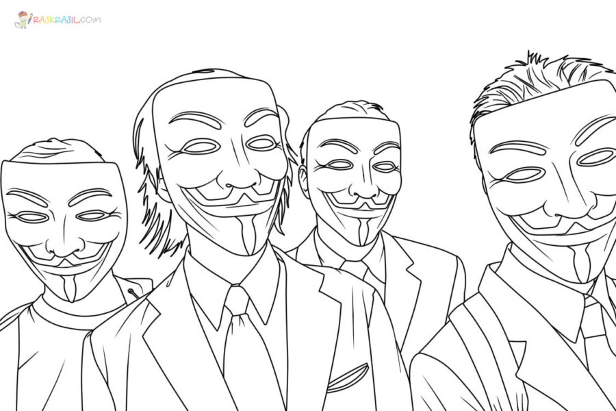 Dibujos de Máscara Anonymous para Colorear
