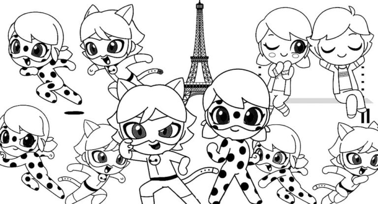Ausmalbilder Ladybug und Cat Noir | Malvorlagen zum Ausdrucken