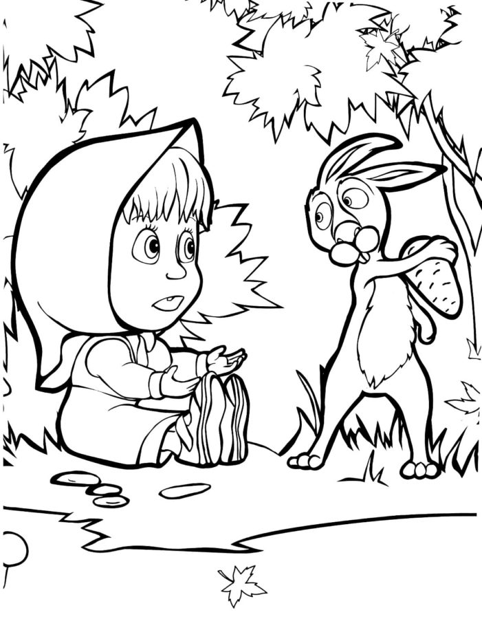 Masha y el oso para colorear. 80 imágenes para imprimir gratis